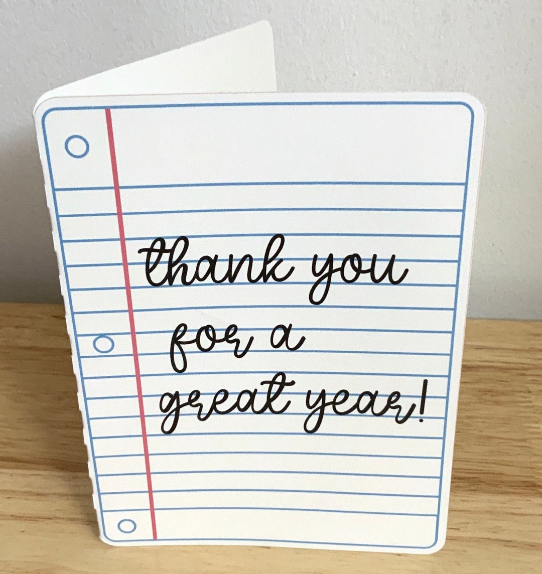 Thank You Teacher Card , Blank Inside , Printed , Year , School ...