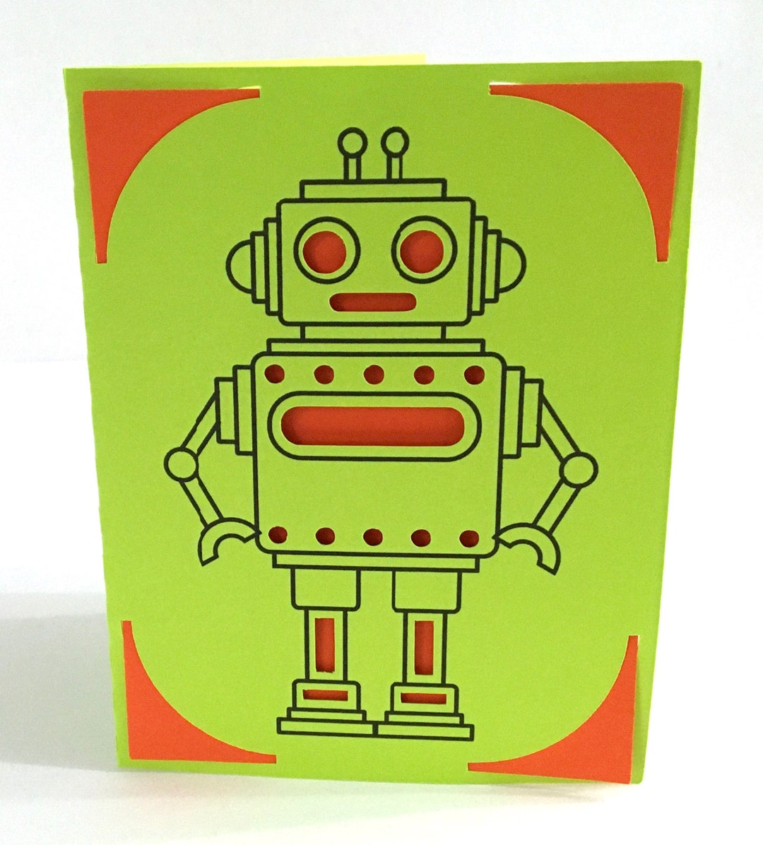 Robot Card , Blank Inside , Printed , Papercut , Kids , Machine ...