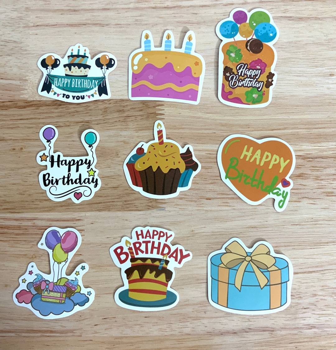 Happy Birthday Stickers , Cake , Balloons , Streamers , Kids , Adults ...