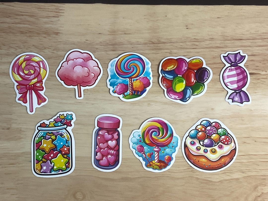 Candy Vinyl Stickers , Jelly Beans , Sucker , Cotton Candy , Hearts ...