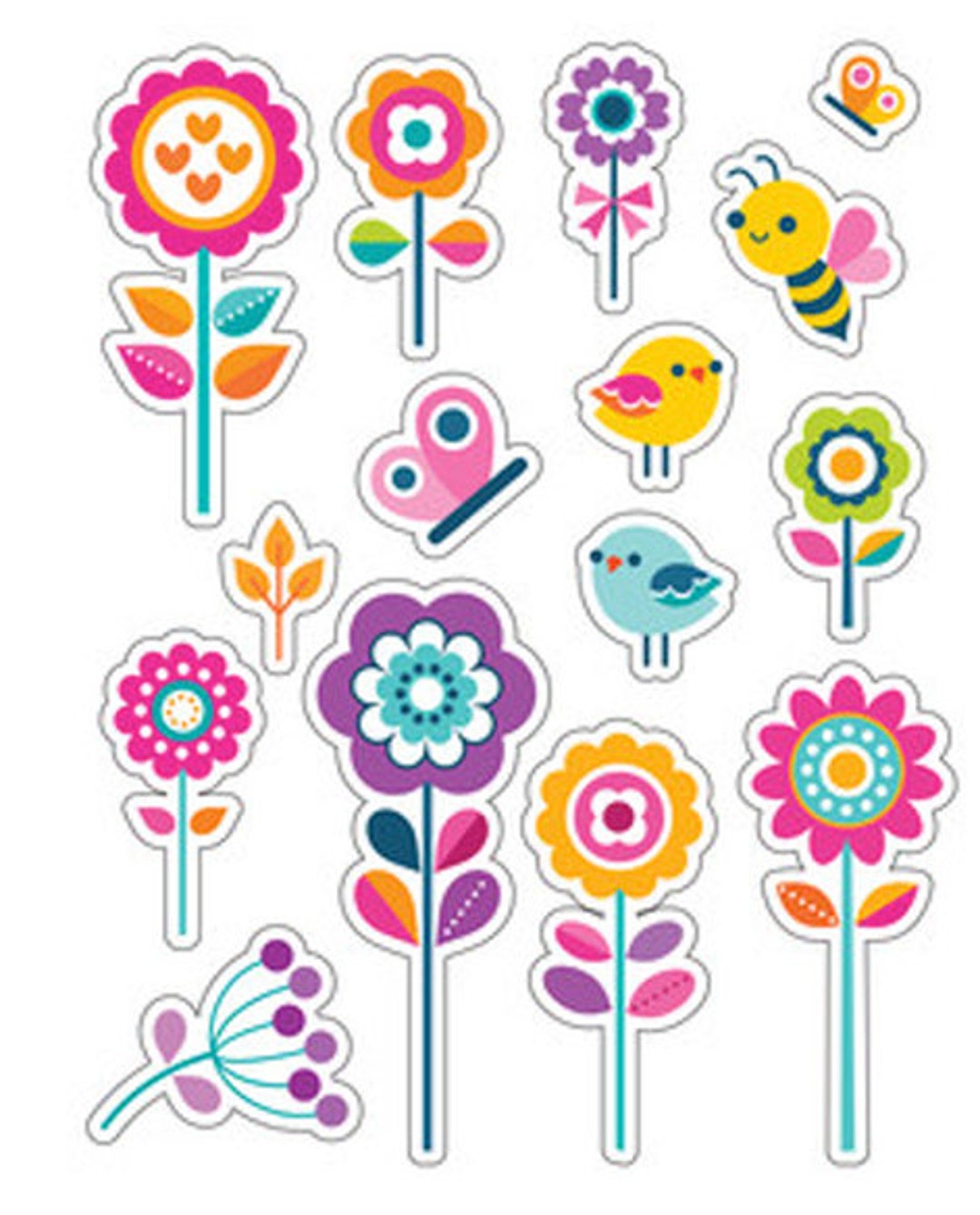 Flower Stickers , Spring , Summer , Bee, Butterfly , Bird , Garden ...