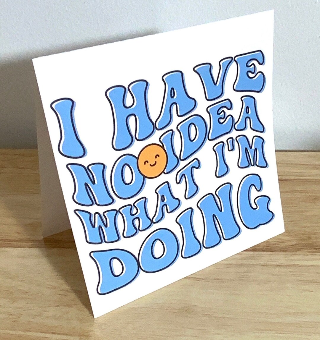 No Idea Printed Card , Blank , Emoji , Happy , Blue , Bubble Letters ...