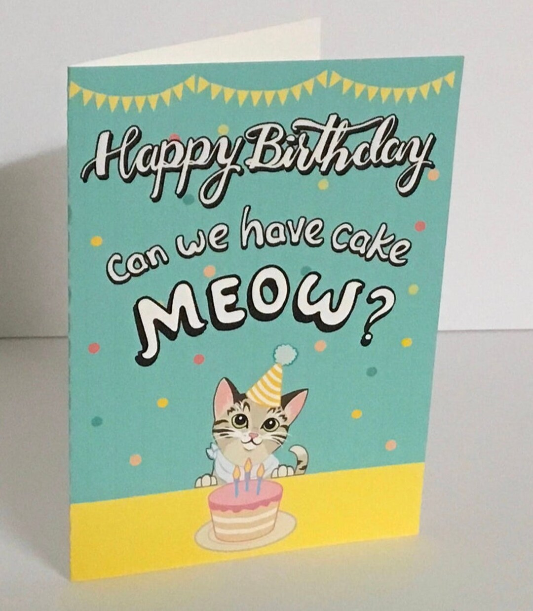 Happy Birthday Cat Card , Blank Inside , Kitty , Kids , Teens , Adults ...