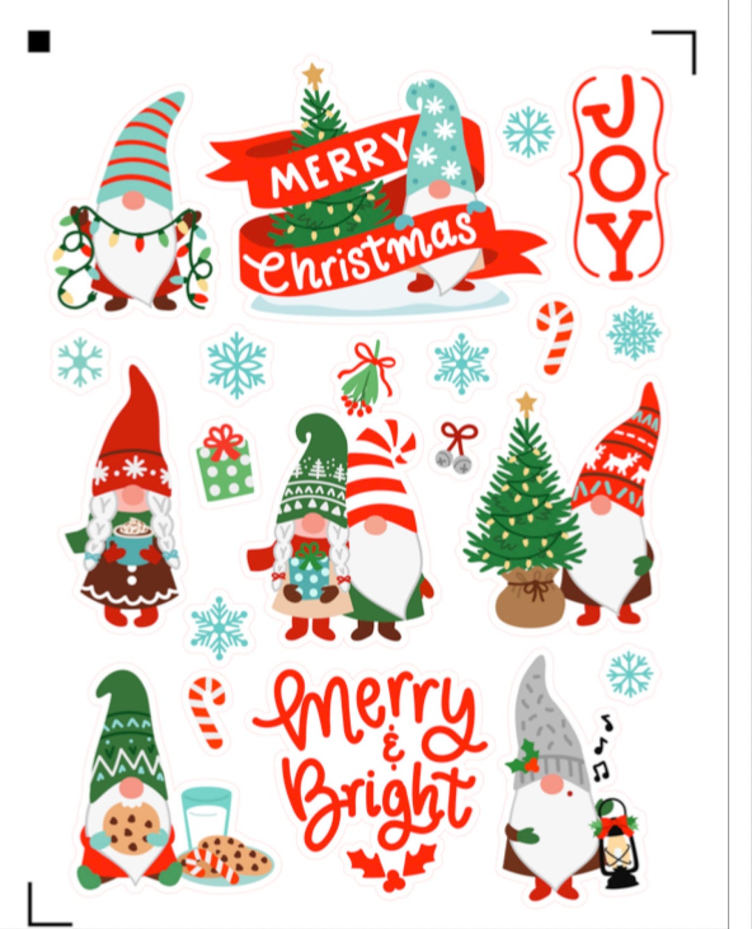 Merry Christmas Gnomes Stickers ,, Candy Cane , Tree , Snow , Winter ...