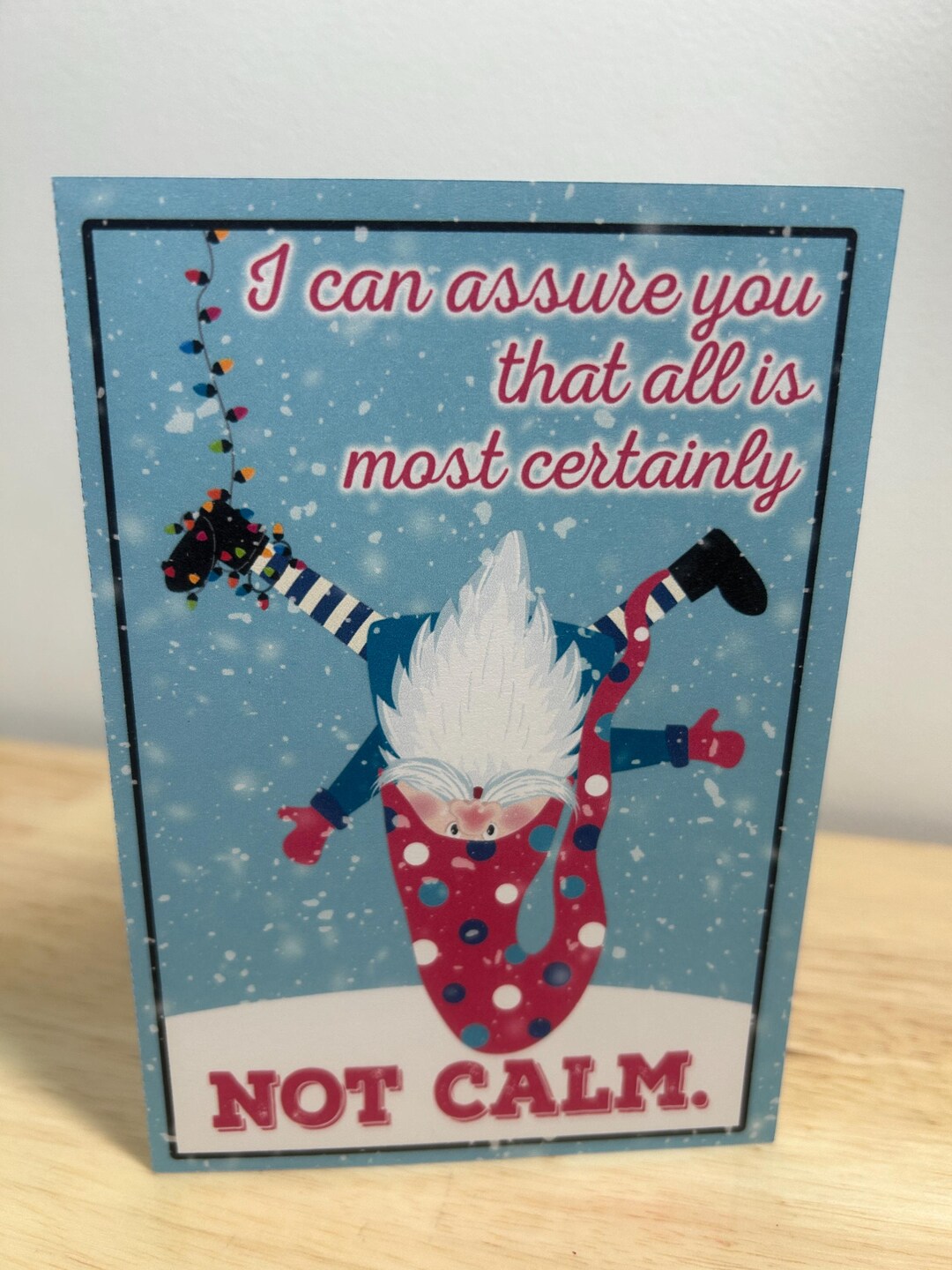 Not Clam Gnome Christmas Card , Elf , Lights , Panic , Clumsy , Funny ...