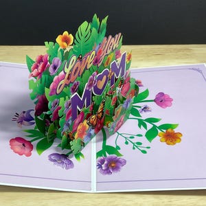 Love You Mom Pop up Card , Flowers , Garden , Beautiful , Mothers Day ...