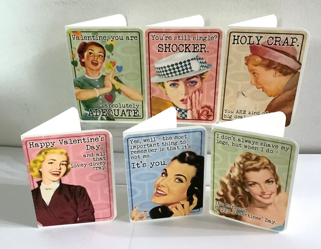 Snarky Vintage Valentine Mini Cards , Printed , Blank Inside , Hearts ...