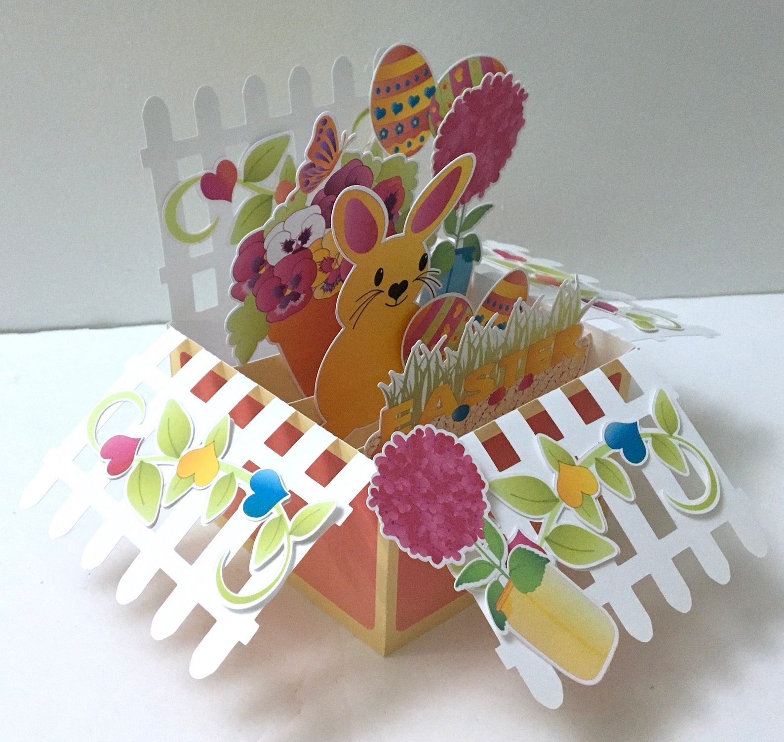 Easter Bunny Pop up Box Card Blank Inside Printed | Etsy