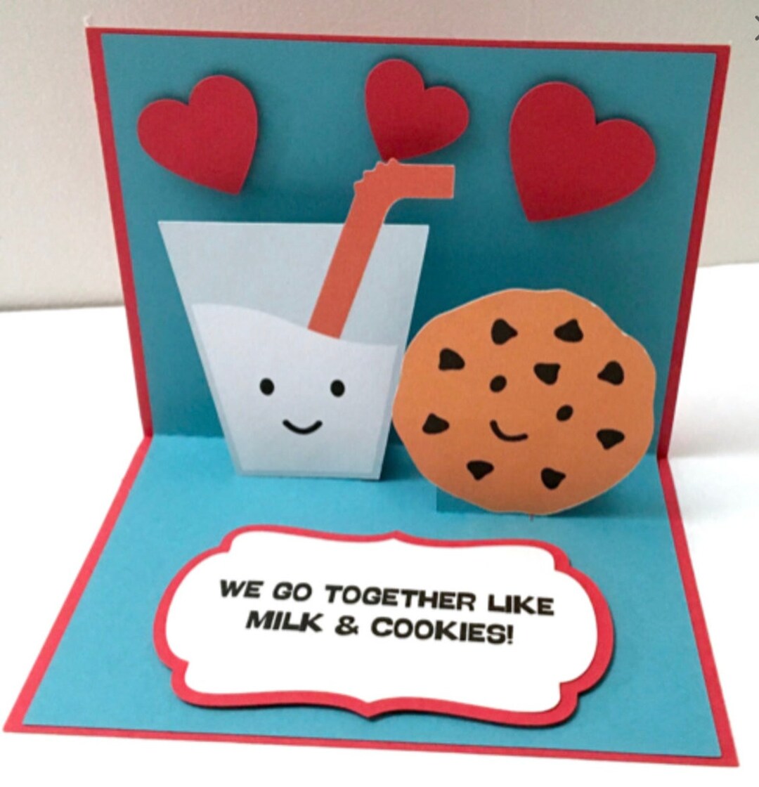 Pop up Valentines Milk & Cookie Card , Papercut , Love , Hearts , 3D ...