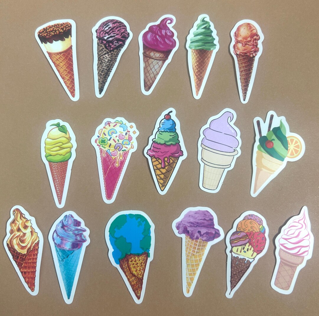 Ice Cream Vinyl Stickers , Cone , Summer , Treat , Frozen , Cold , Ice ...