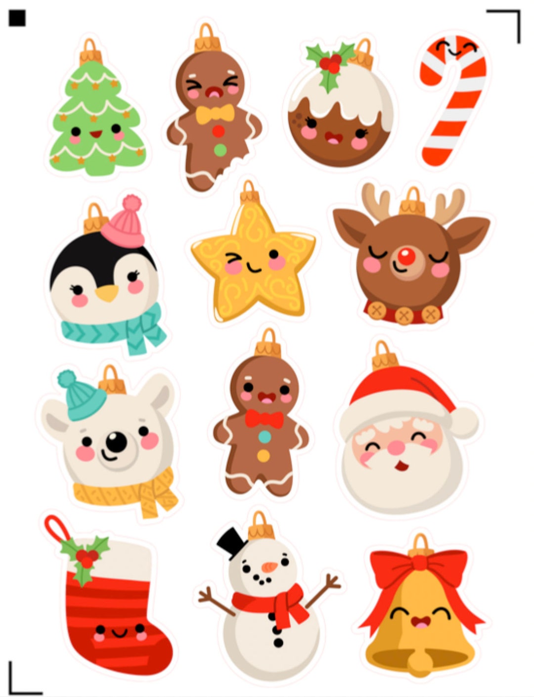 Christmas Ornament Stickers ,, Gingerbread Man , Stocking , Snowman ...