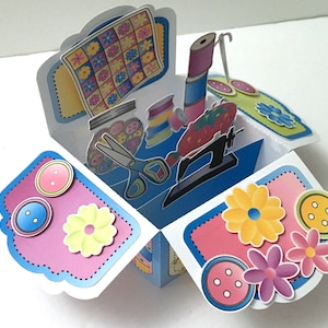 Sewing Pop up Box Card , Blank Inside , Spool , Bobbin , Thread ...