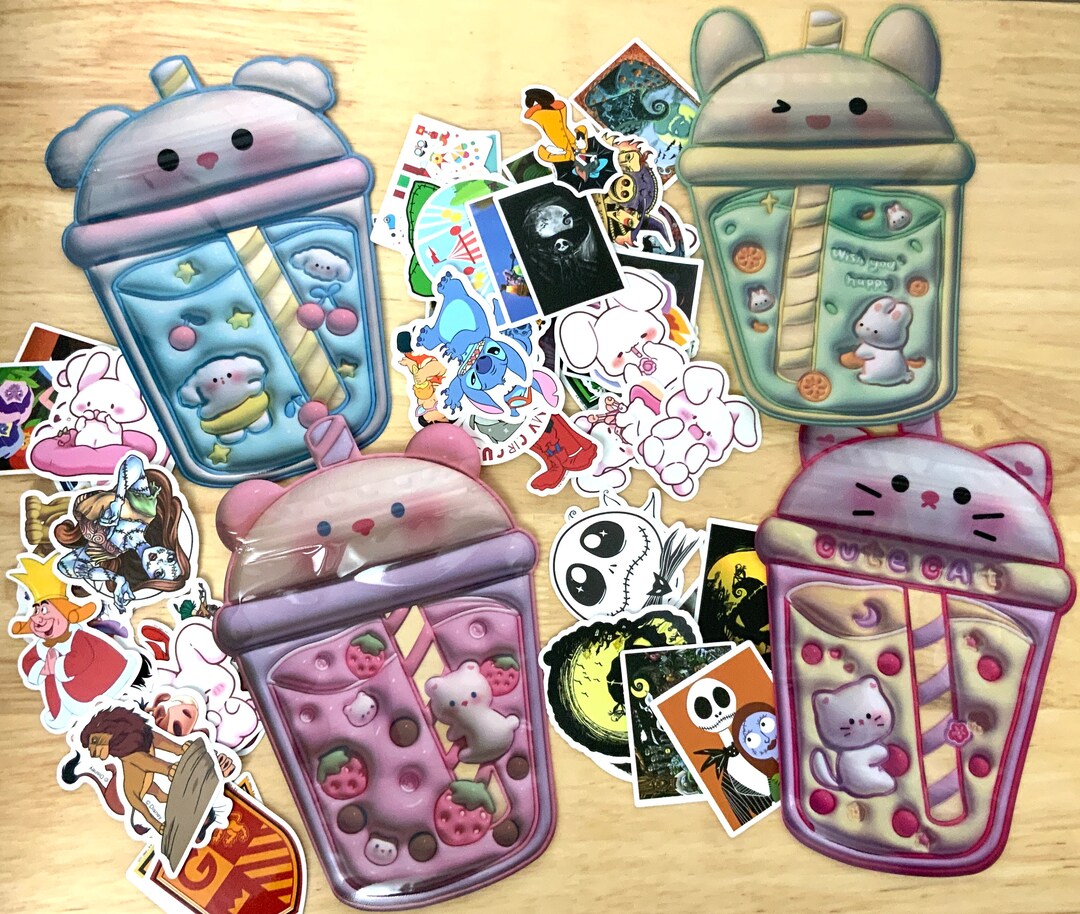 Bubble Tea Bag With Vinyl Stickers , Cute , Fun , Loot Bags , Party ...