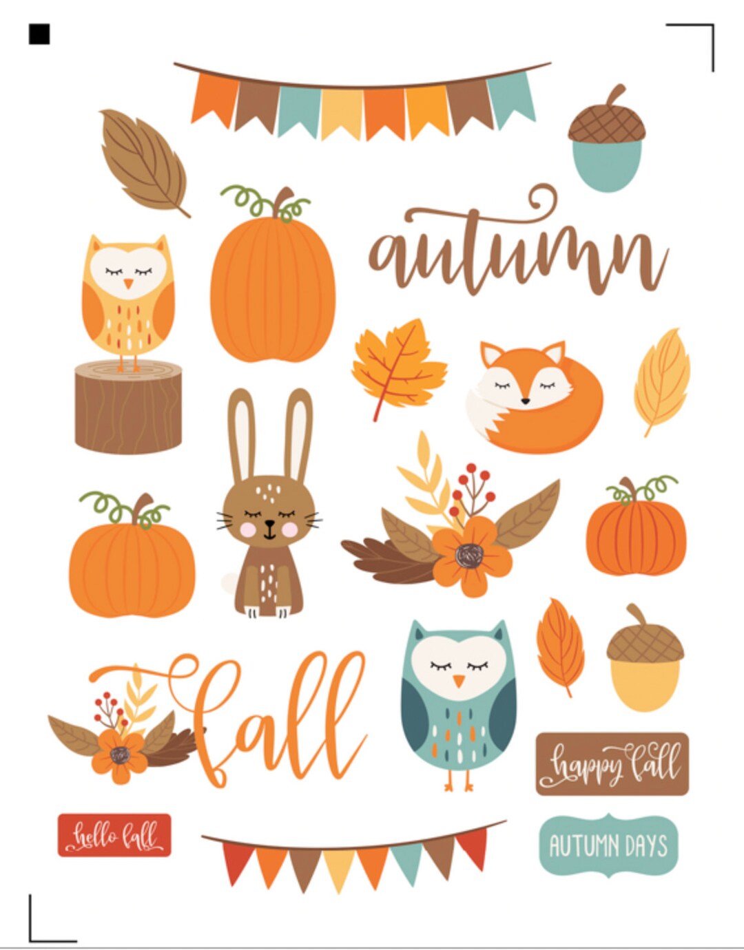 Fall Stickers , Autumn , Owl , Banner , Trees , Leaves , Pumpkin ...