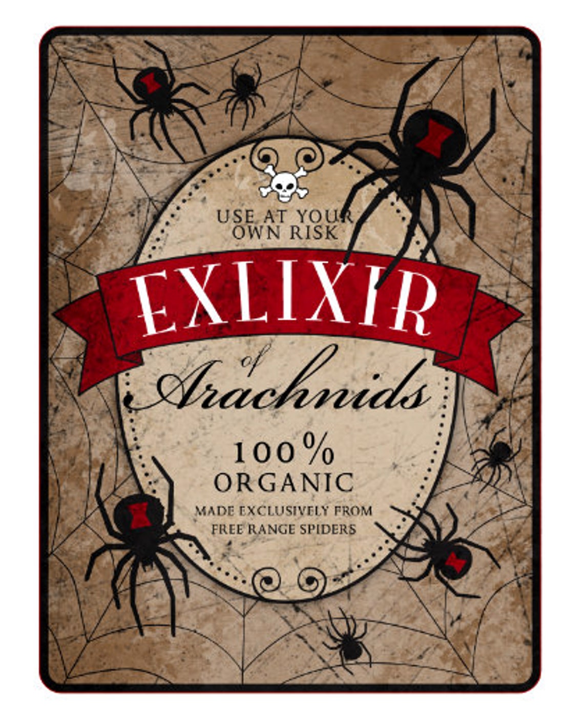 Halloween Bottle Label Stickers Set of 5 Spider Potions - Etsy