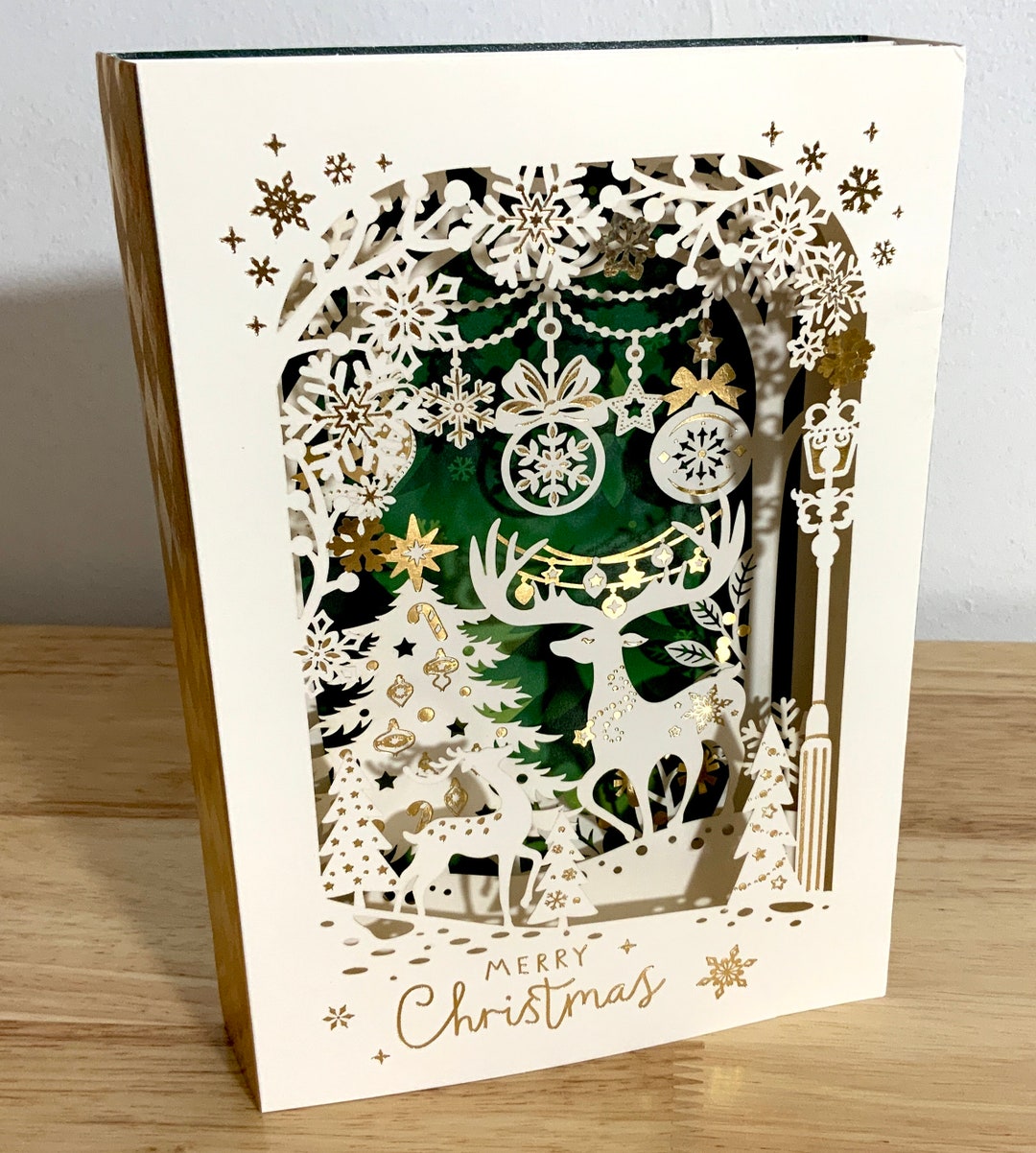 Merry Christmas Laser Cut Card , Forest , Reindeer , Decorations ...