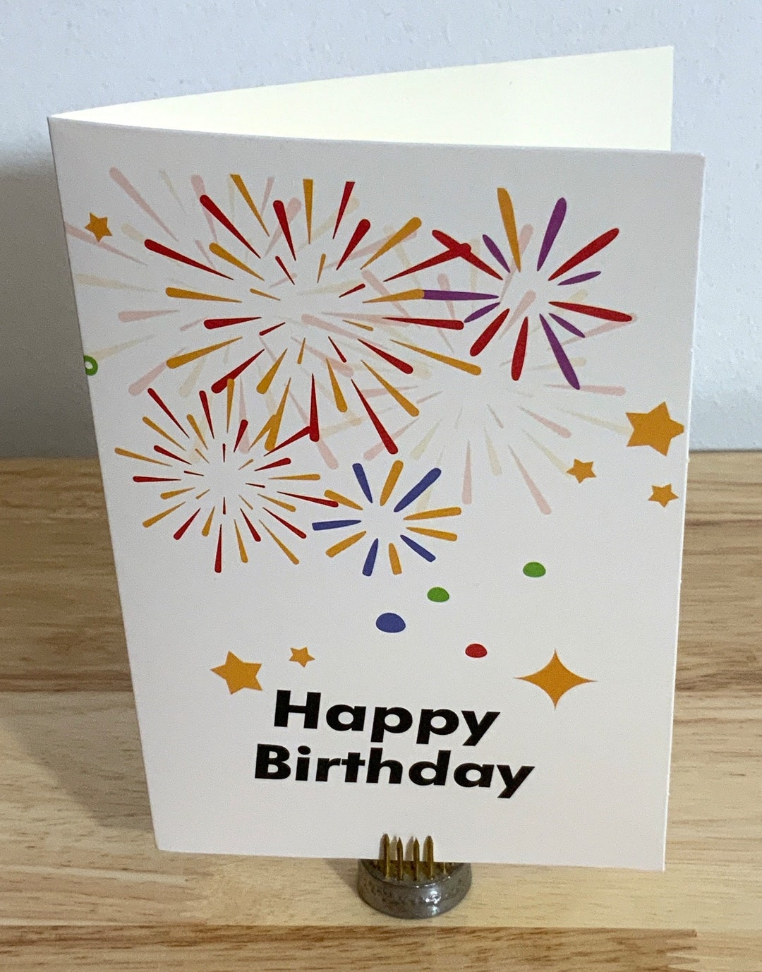 Happy Birthday Fireworks Card , Blank Inside , Printed , Sparks , Guys ...