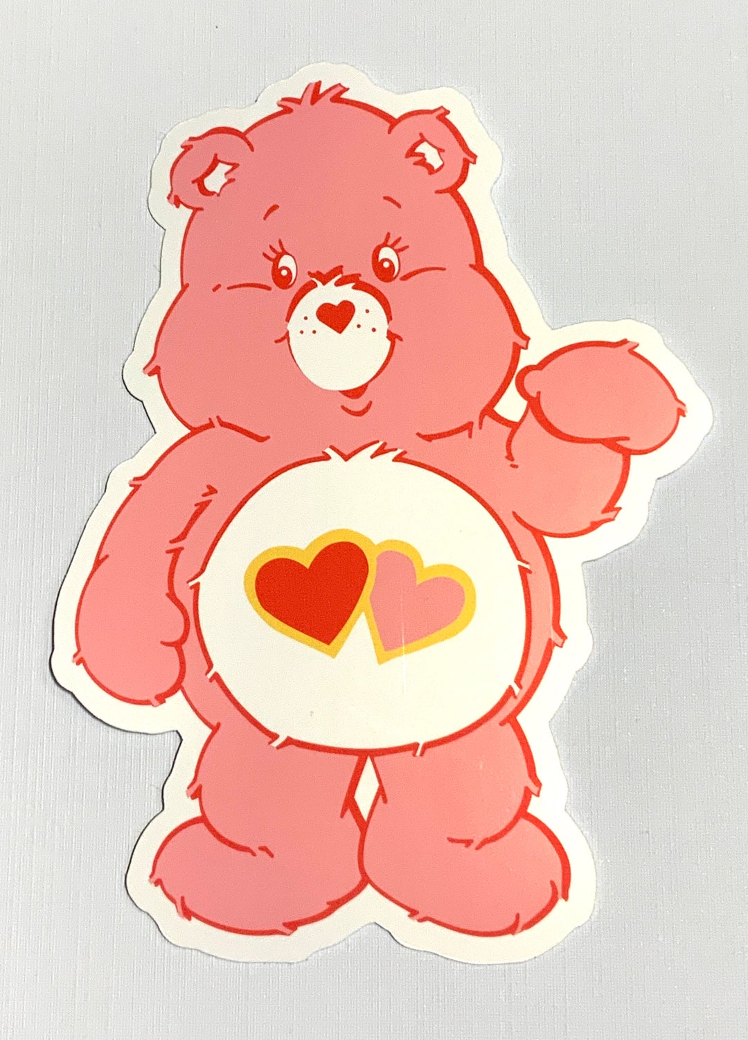 Large Care Bear Sticker , Vinyl , Tenderheart , Hearts , Cloud , Pink ...