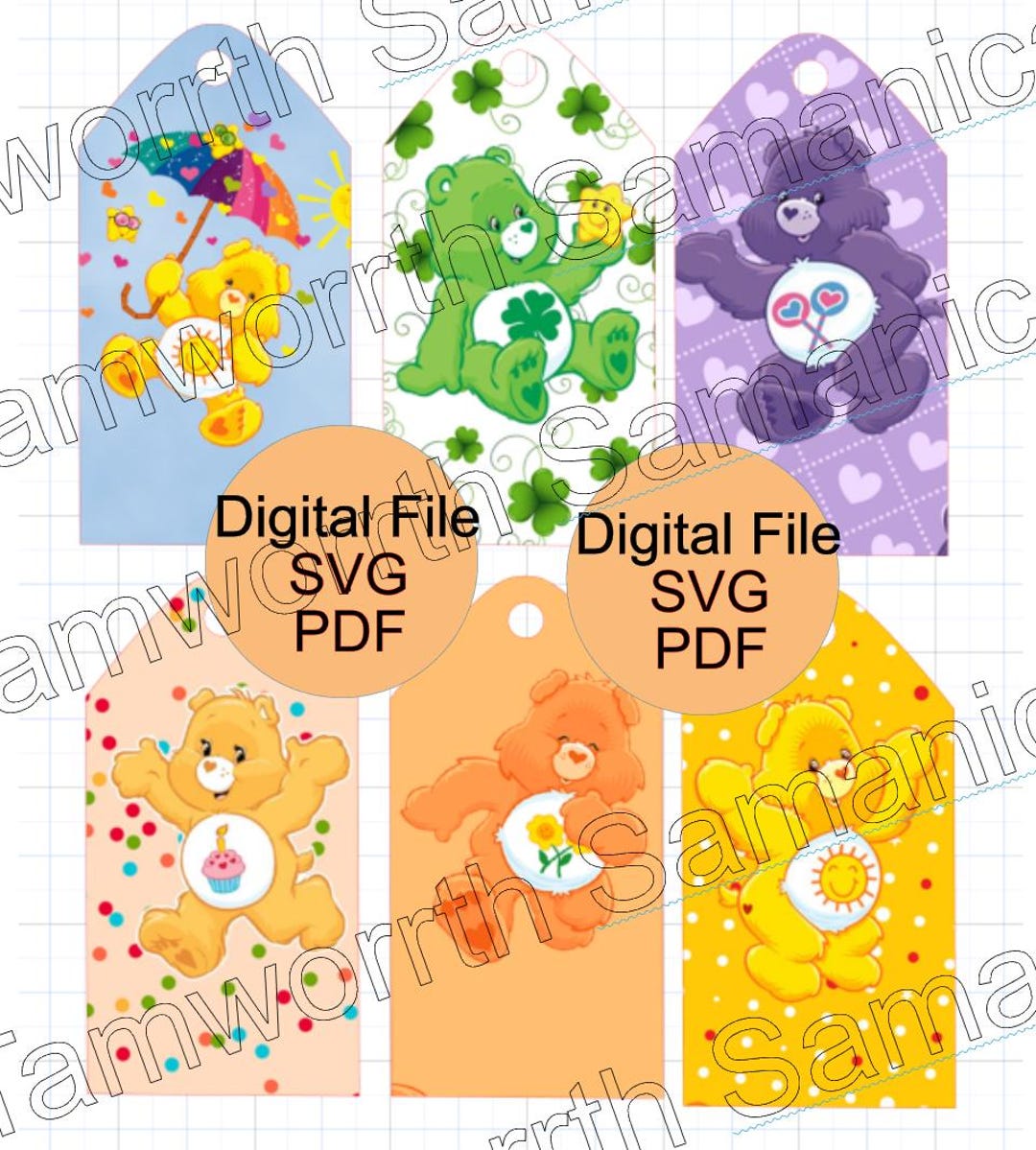 Care Bear Tags , Printable , PDF , SVG , Kids , Adults , Gifts , Crafts ...