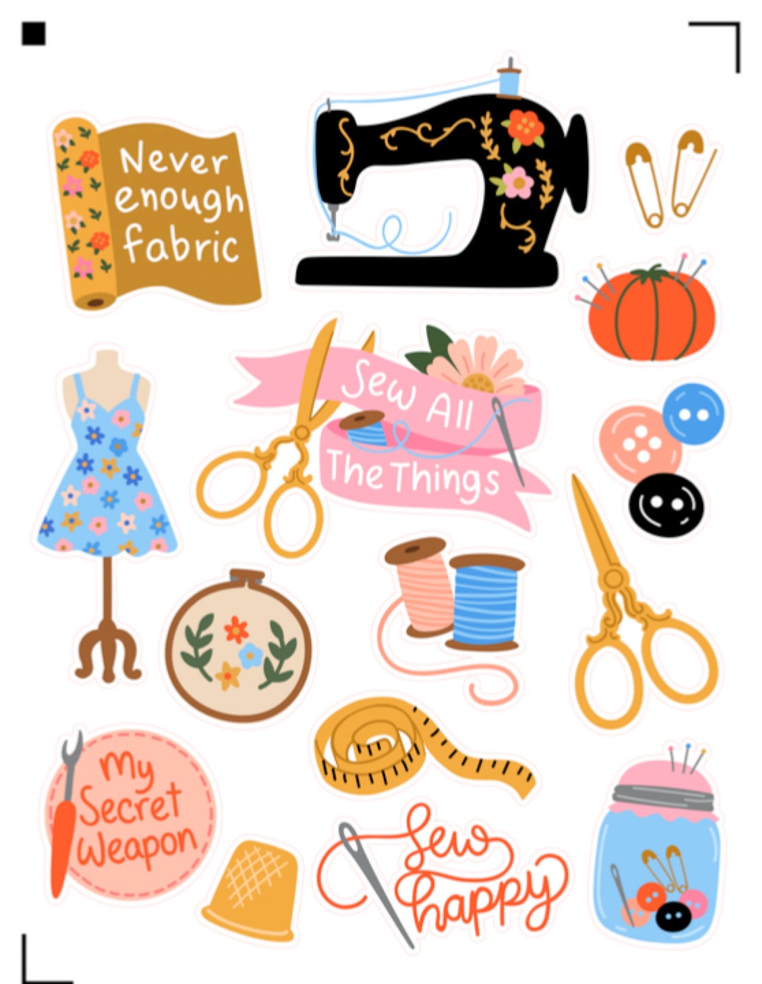 Sewing Stickers , Machine , Dress Form , Measure , Pin , Thread ...