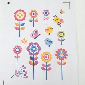 Flower Stickers , Spring , Summer , Bee, Butterfly , Bird , Garden ...