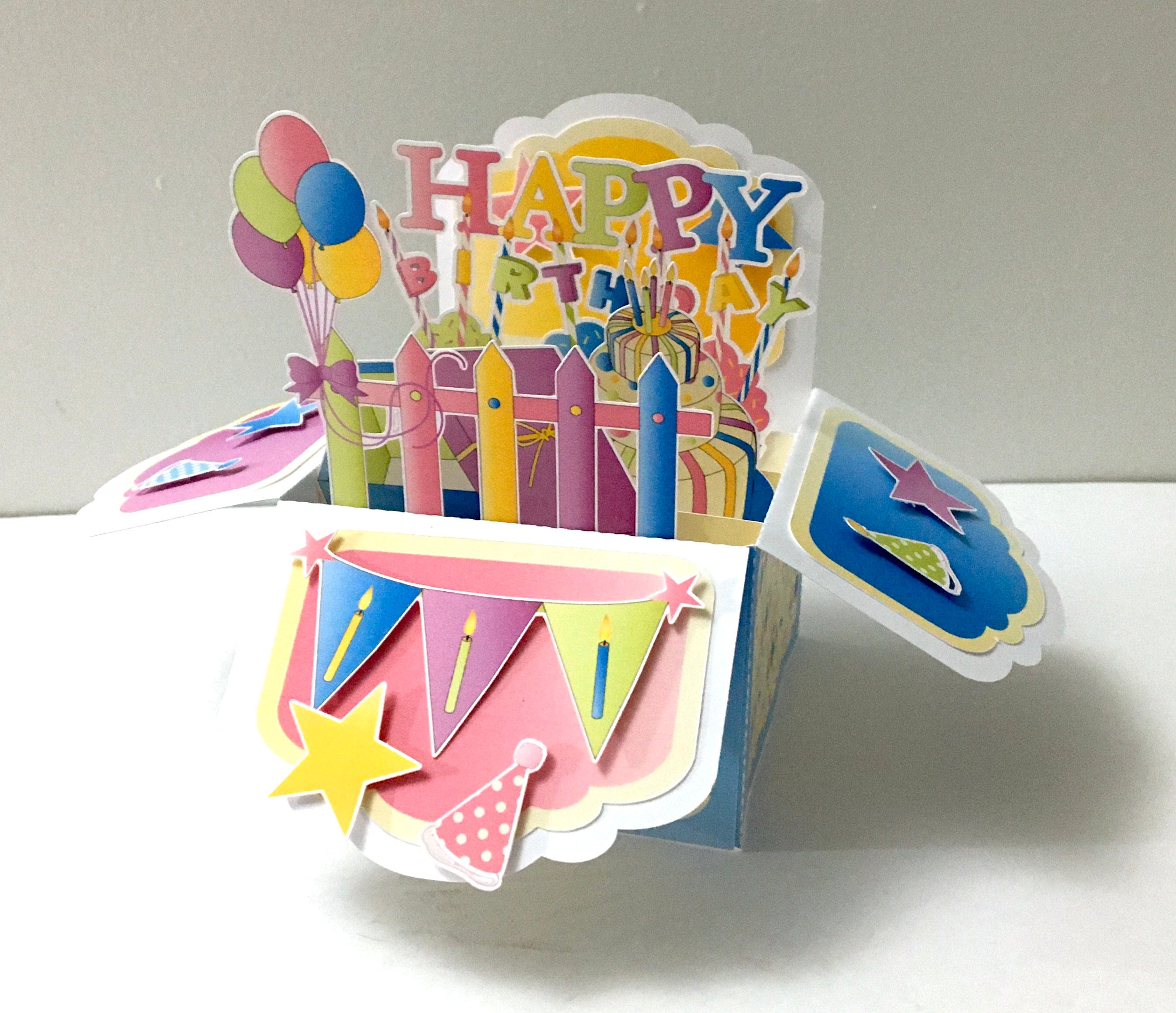 Birthday Pop up Box Card Blank Inside Party Hat | Etsy