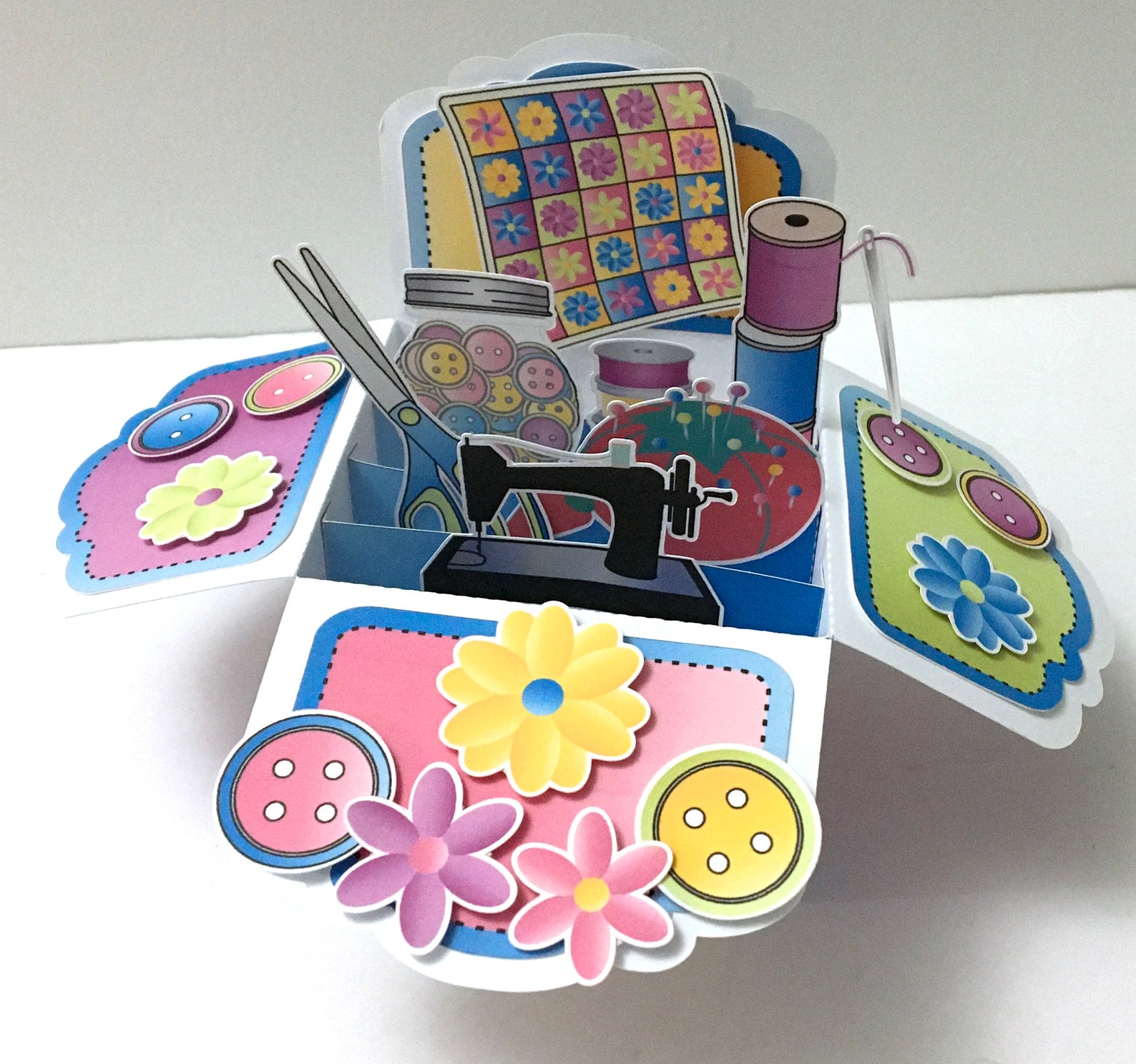 Sewing Pop up Box Card , Blank Inside , Spool , Bobbin , Thread ...