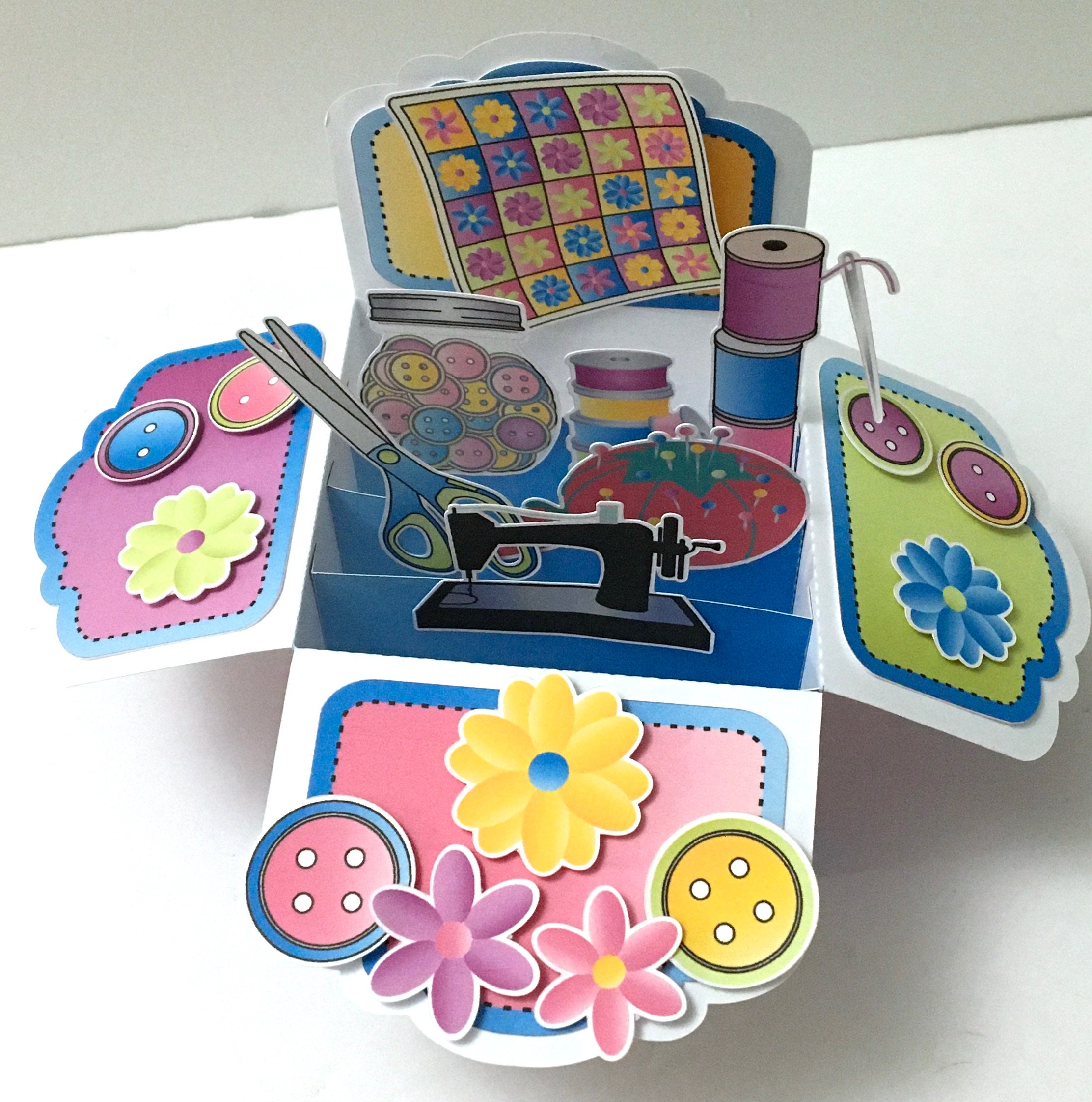 Sewing Pop up Box Card , Blank Inside , Spool , Bobbin , Thread ...