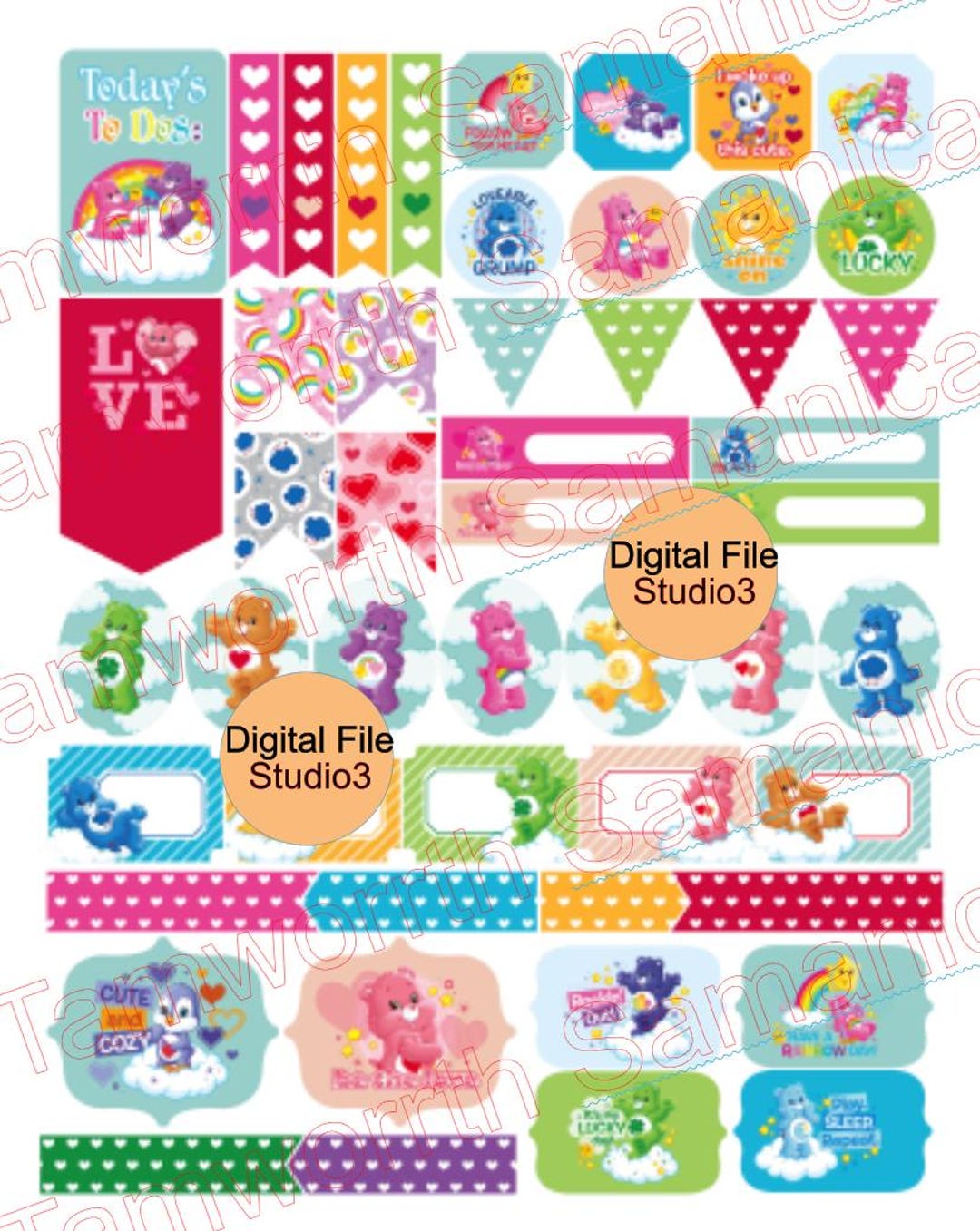 Care Bear Planner Stickers , Journal , Kids , Adults , Note , Reminders ...