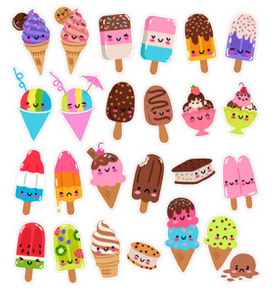 Kawaii Cold Treats Stickers , Kids , Reminders , Food , Ice Cream ...