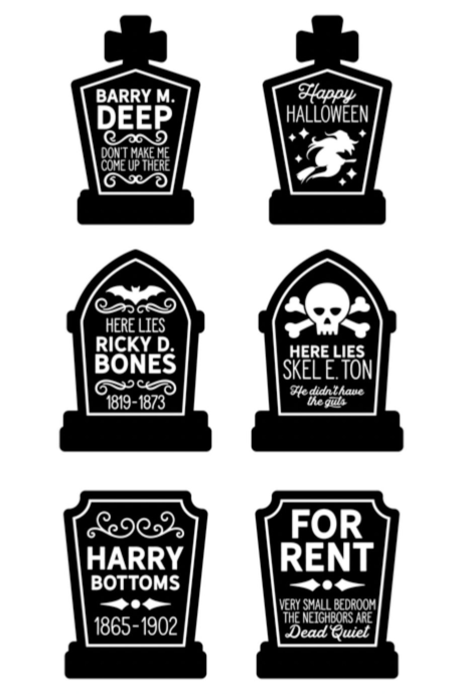 Halloween Tombstone Stickers , Skull , Spooky , Chilling , Bat , Black ...