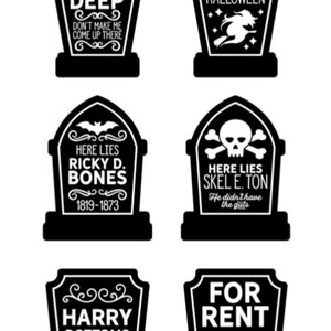 Halloween Tombstone Stickers , Skull , Spooky , Chilling , Bat , Black ...