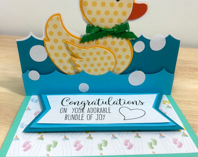 Rubber Ducky Baby Card , Bubbles , Water , Stand up , Yellow , Dots ...