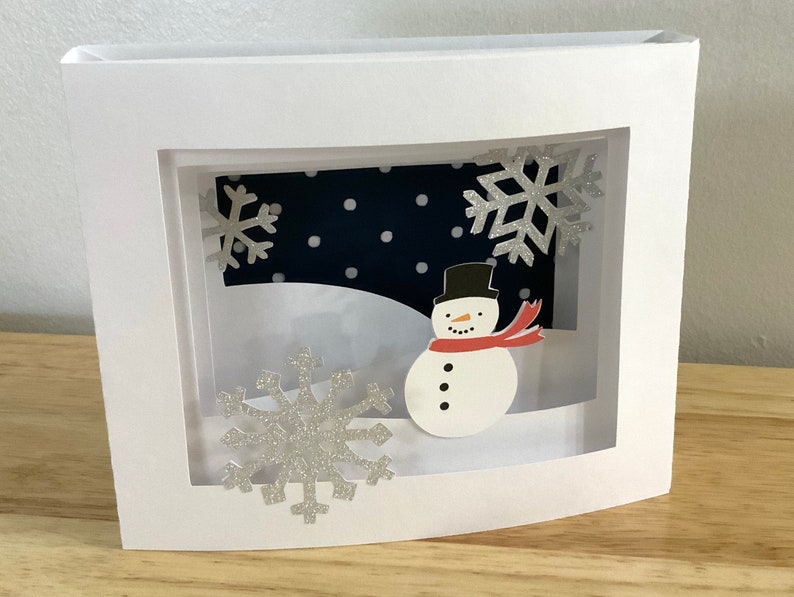 Snowman Shadow Box Card Christmas Holidays Winter - Etsy