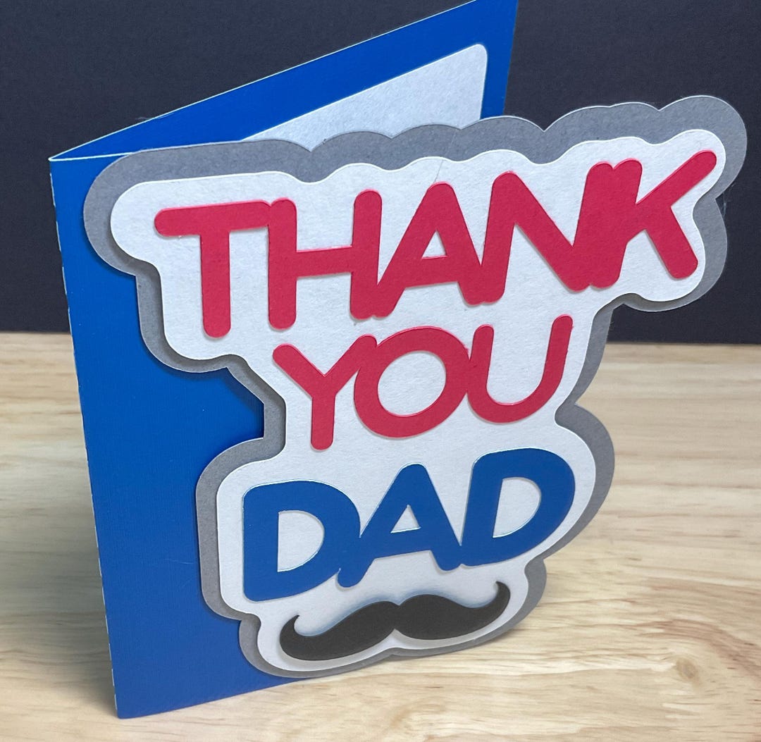 Thank You Dad Card , Moustache , Blue , Red , Pops , Love , Care ...