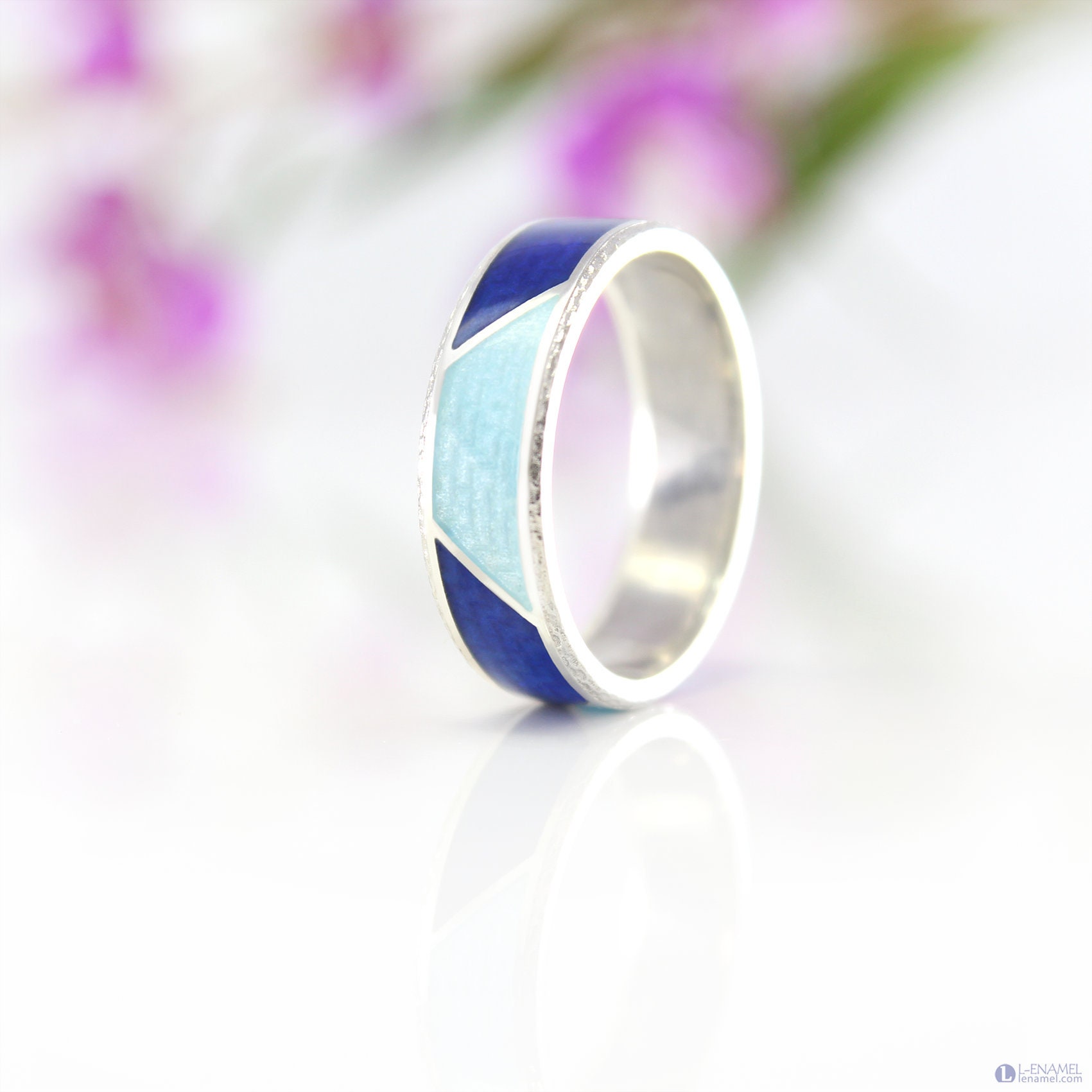 Enamel Ring With Enamel Wedding Rings Unisex Jewelry Blue Ring Wide ...