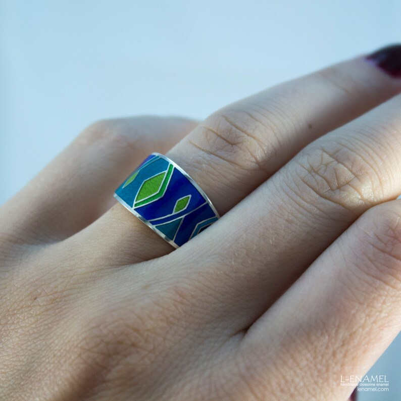 Ornament Jewelry Enamel Jewelry Math Ring Silver Abstract Ring Geometry ...