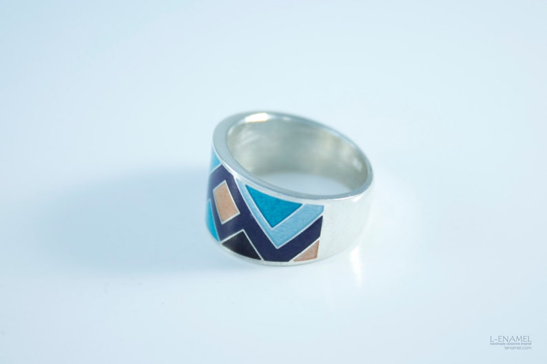 Ornament Ring Enamel Ring Math Jewelry Silver Abstract Jewelry Geometry ...