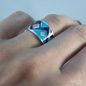 Ornament Ring Enamel Ring Math Jewelry Silver Abstract Jewelry Geometry ...