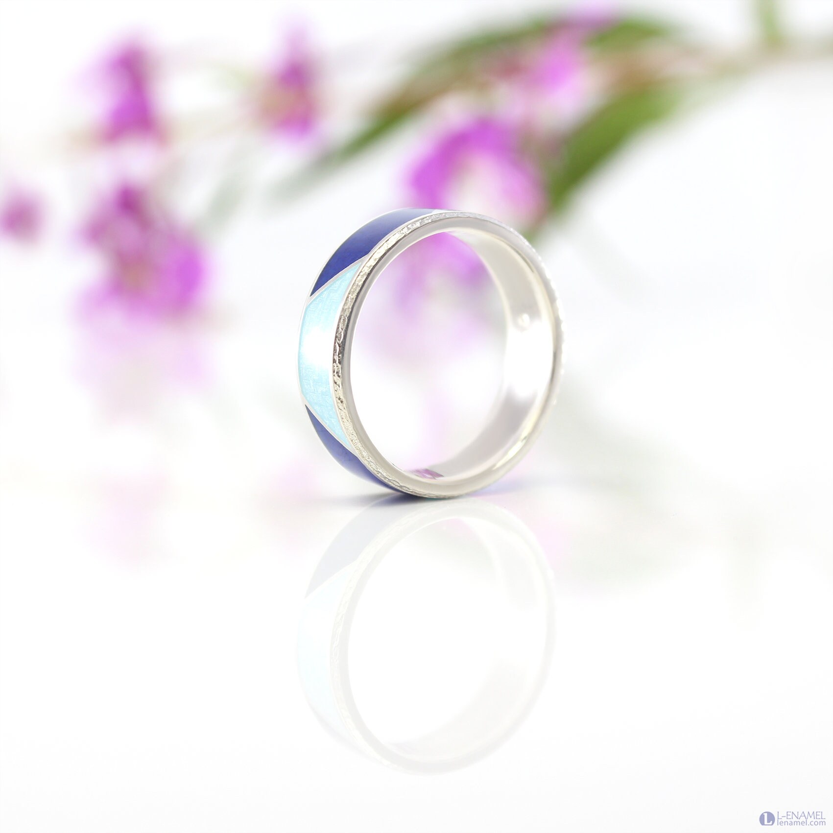 Enamel Ring With Enamel Wedding Rings Unisex Jewelry Blue Ring Wide ...