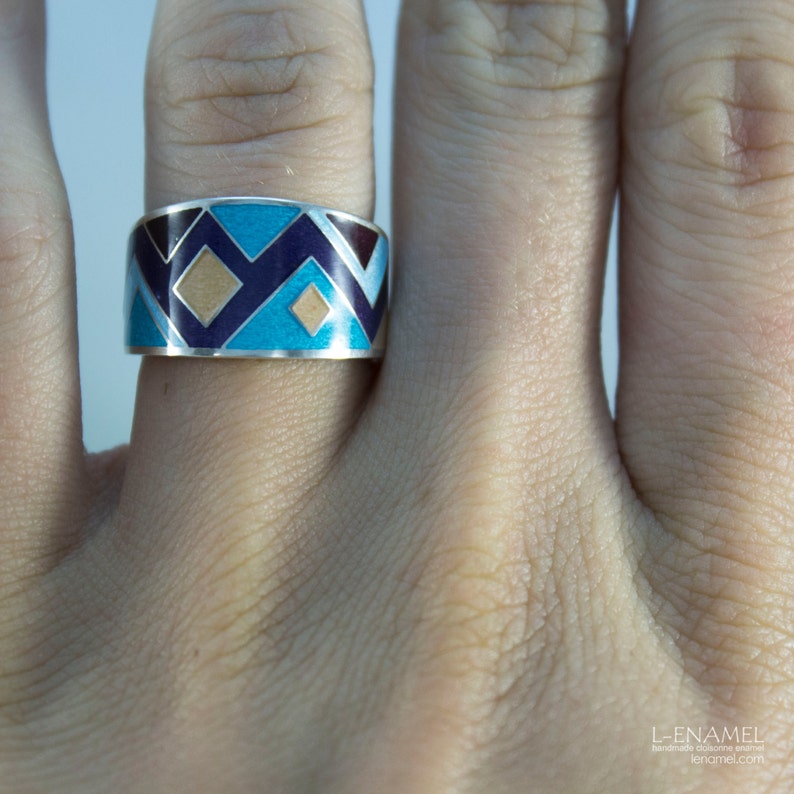 Ornament Ring Enamel Ring Math Jewelry Silver Abstract Jewelry Geometry ...