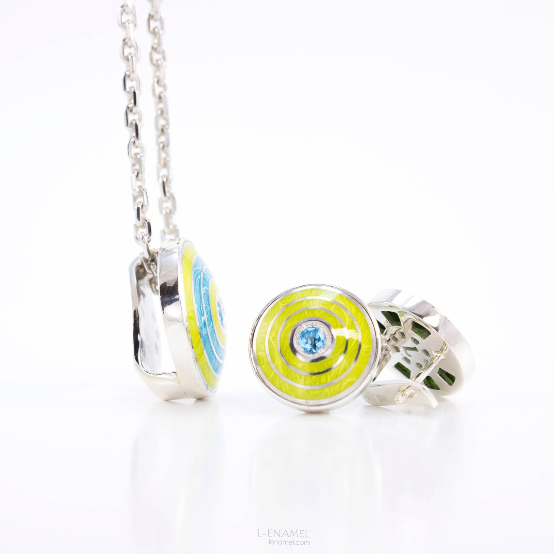 Bright Jewelry Topaz Pendant Vitreous Enamel Jewellery Cloisonne Silver ...