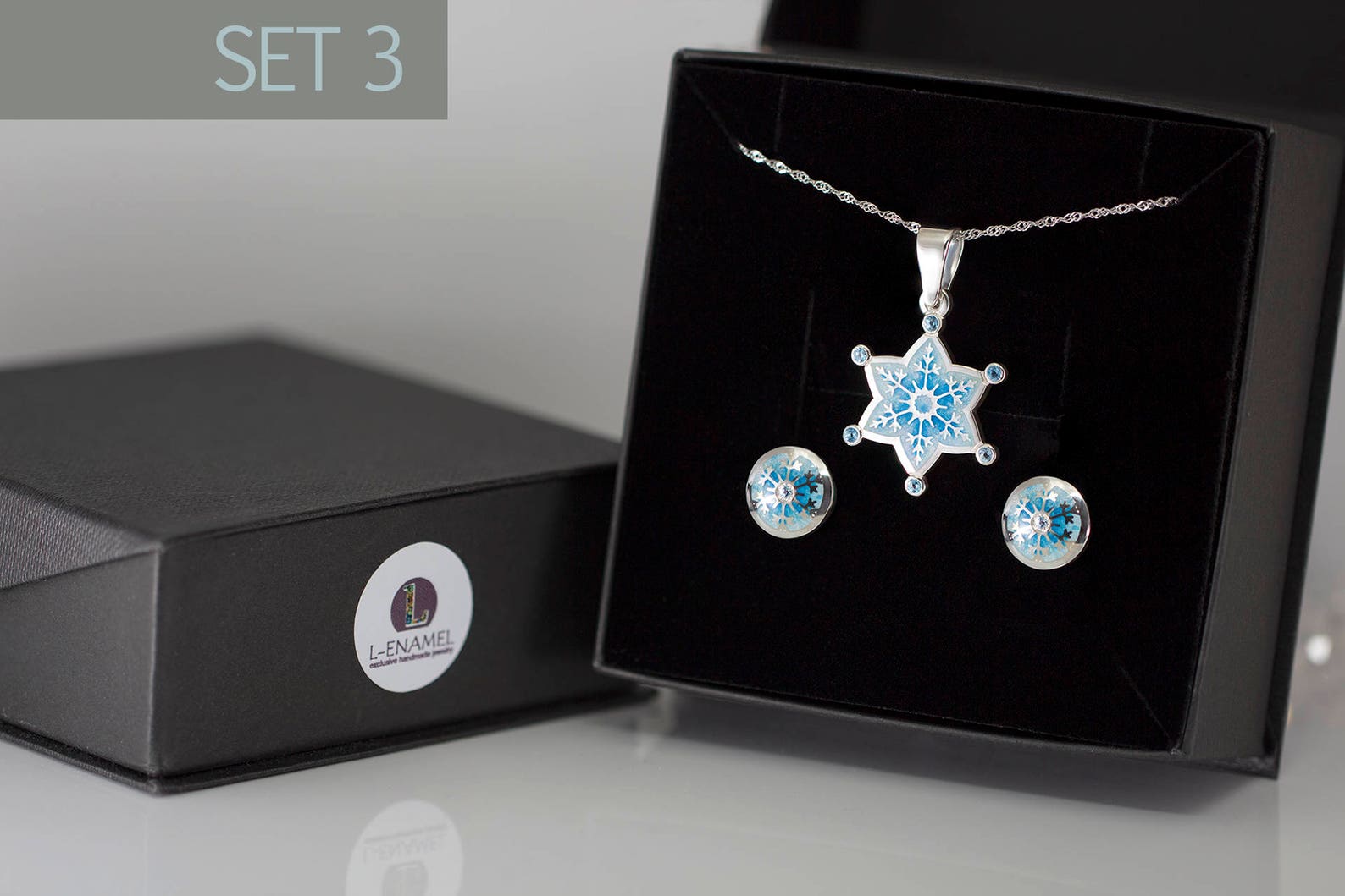 Jewelry Snowflake Set Pendant and Earrings Enamel Topazes - Etsy