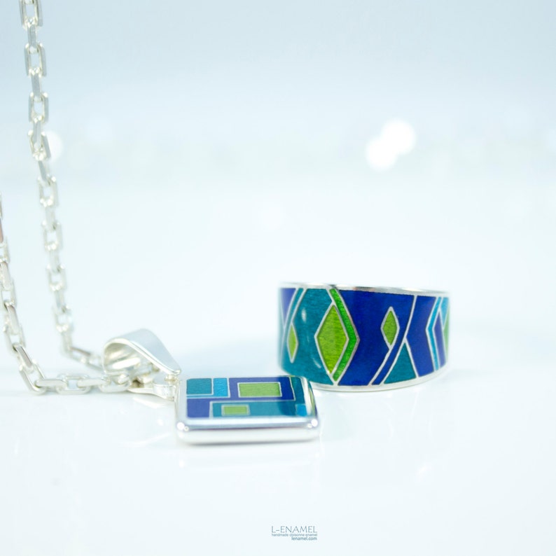 Ornament Jewelry Enamel Jewelry Math Ring Silver Abstract Ring Geometry ...