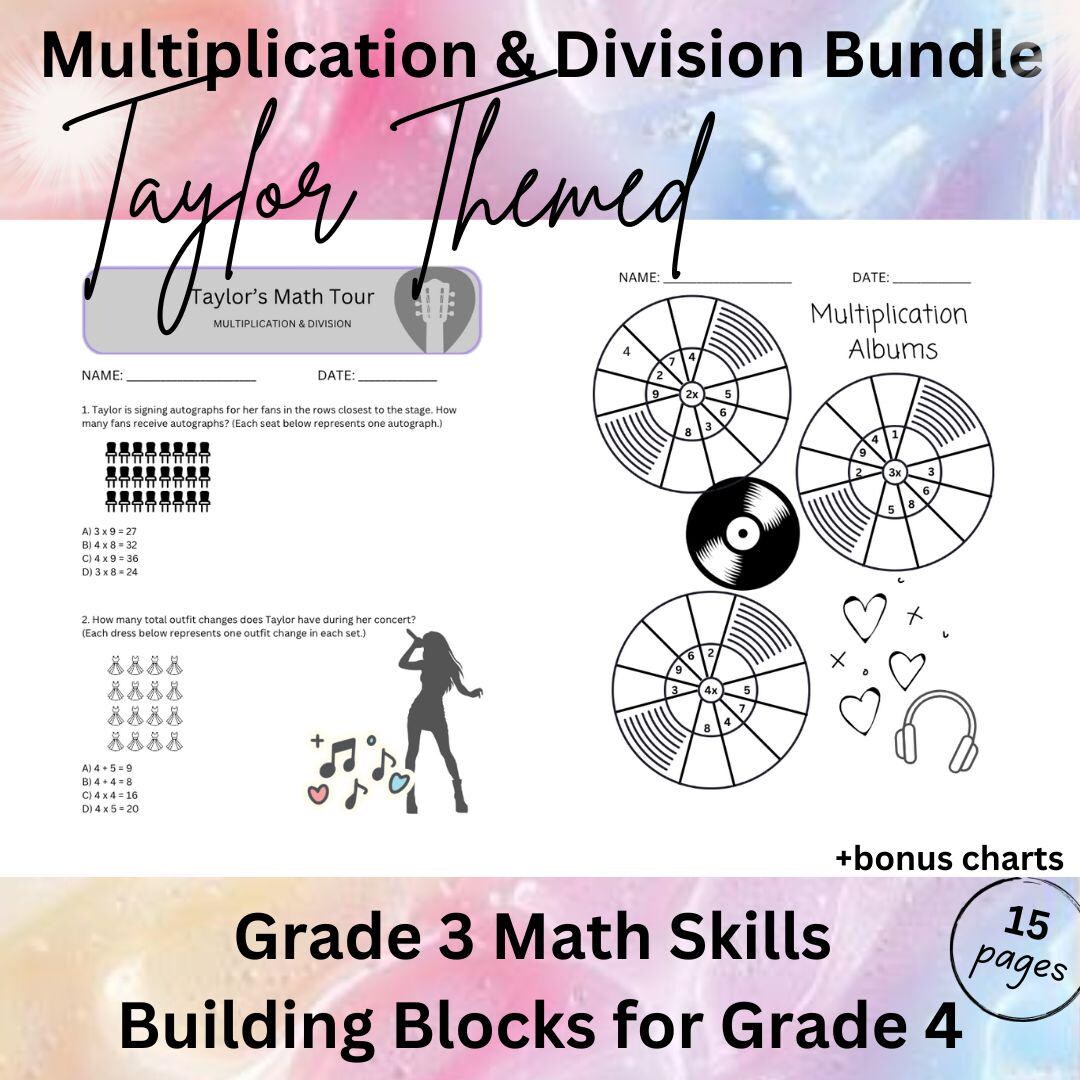Taylor Swift-themed Grade 3 Math Worksheets Fun Multiplication ...