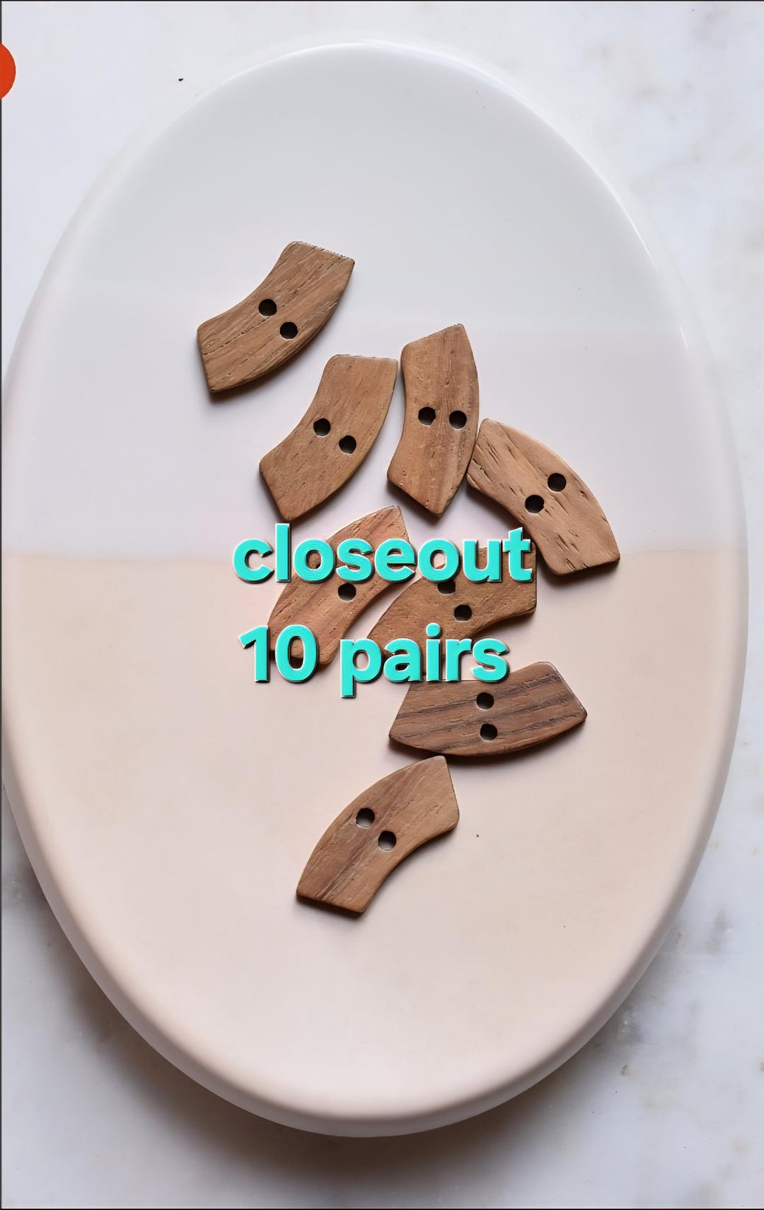CLOSEOUT 10 Pairs Curved 2 Hole Wood Geometric Connector 25x5mm ...