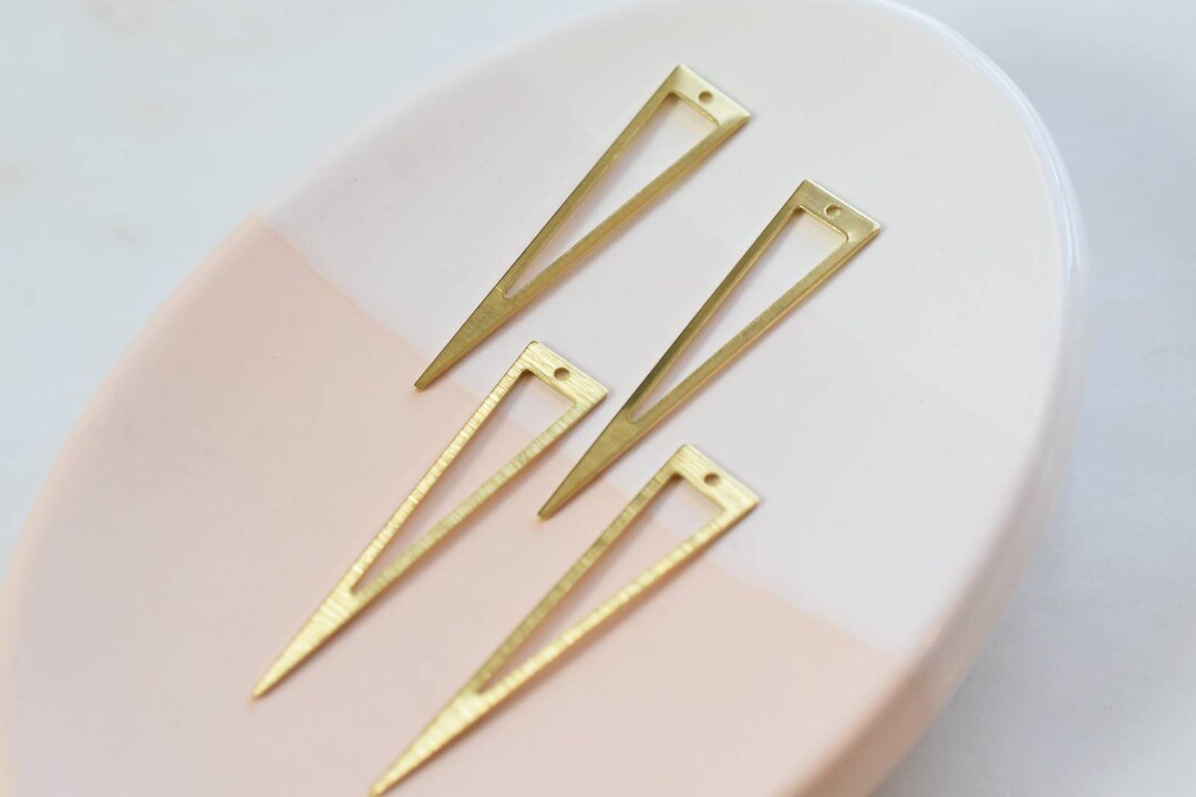 2 Raw Brass Cutout Triangle Spike Nickel Free Jewelry Supplies - Etsy