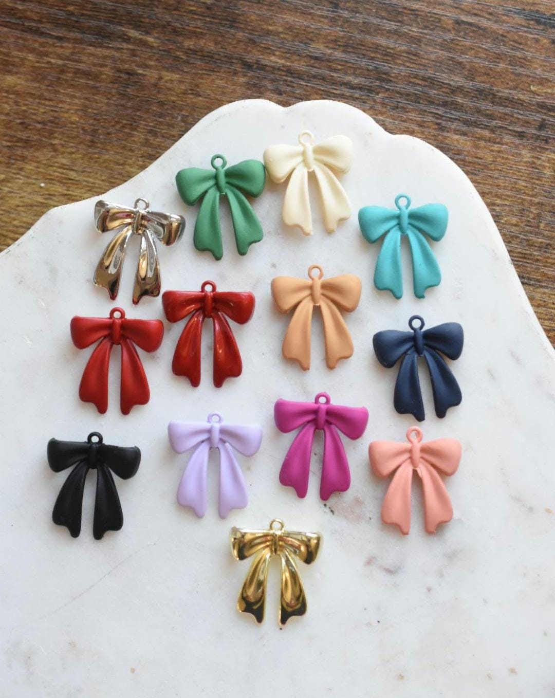 Bow Holiday Gold Silver Alloy Connector Pendant Charm Handmade Craft ...