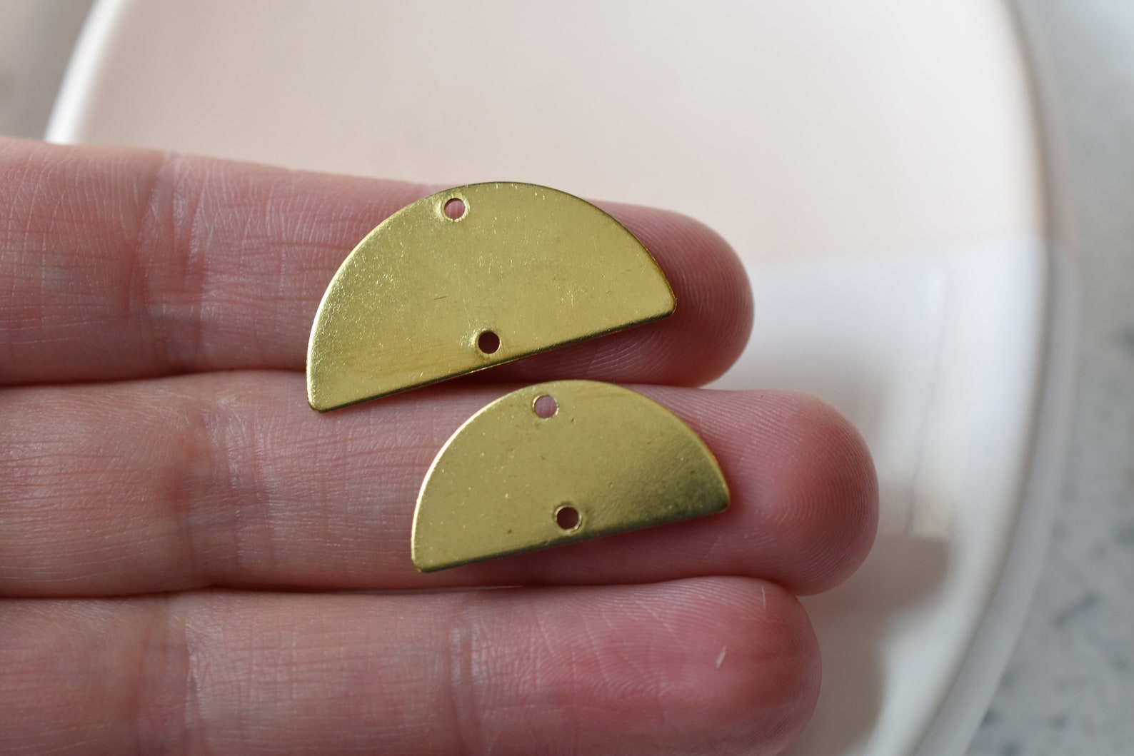 Raw Brass Half Circle 2 Hole Charm Connector Nickel Free | Etsy