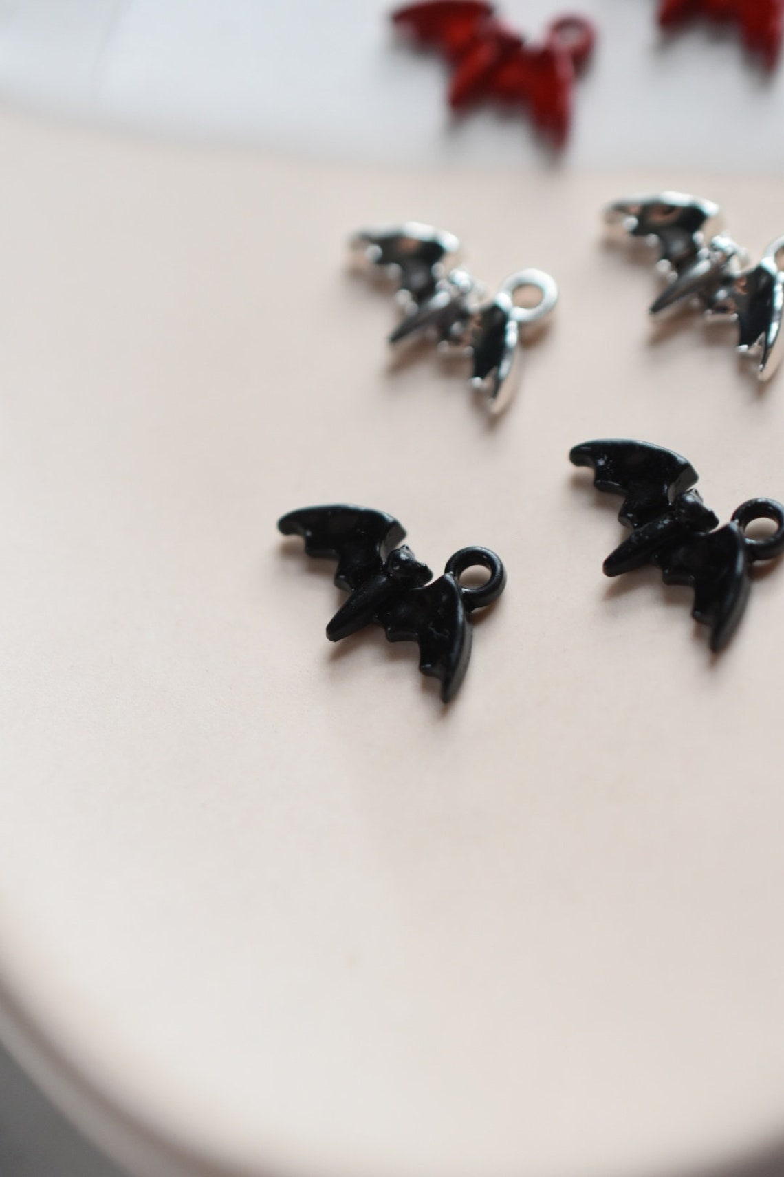 2/6 Rubberized Matte Black Red Bat Charms Pendants 17x11mm - Etsy